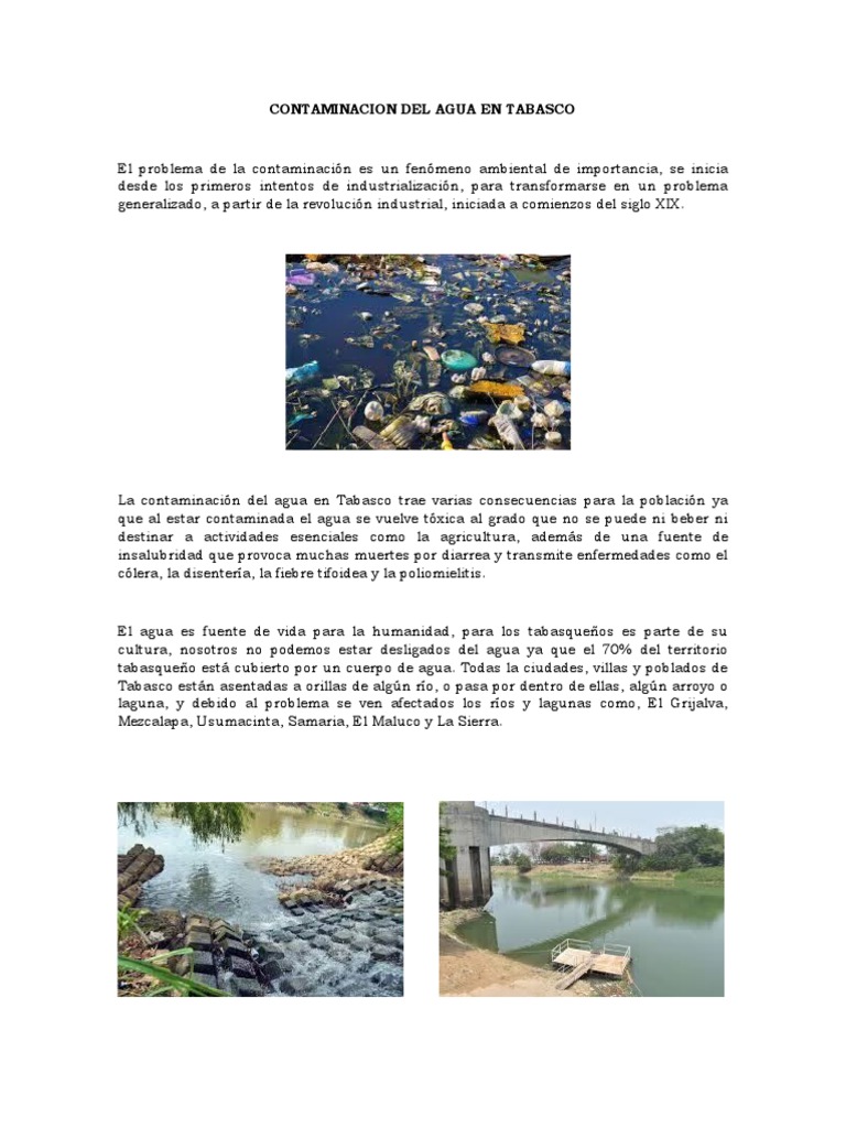 Contaminación del Agua en Tabasco | PDF | La contaminación del agua ...