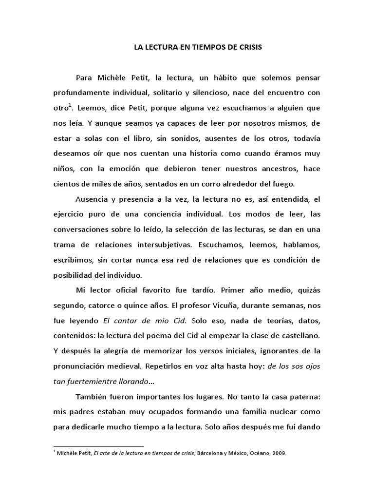 La Lectura en Tiempos de Crisis 2013 | PDF