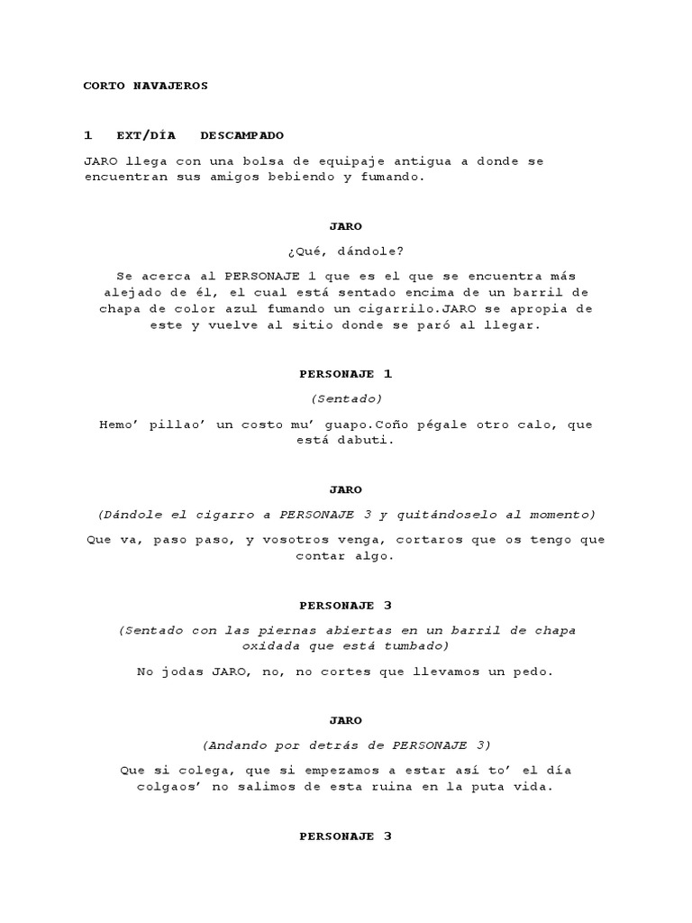 GUIÓN LITERARIO CORTO NAVAJEROS (Provisional) | PDF