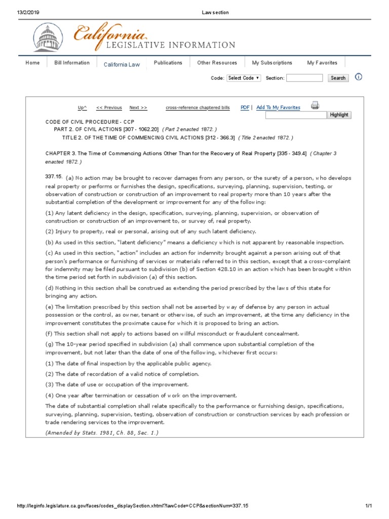 Construction Defect Lawsuit Limits | PDF | Civil Law (Common Law ...