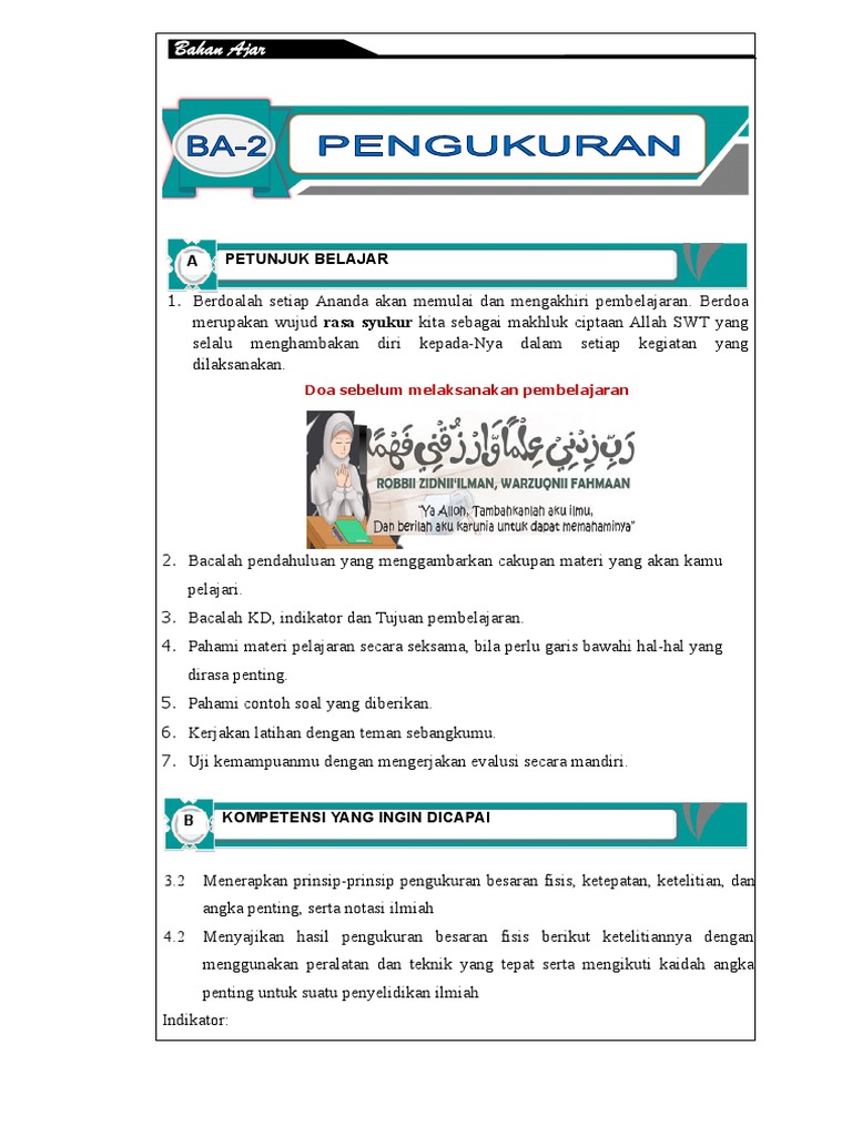 Bahan Ajar Pengukuran | PDF