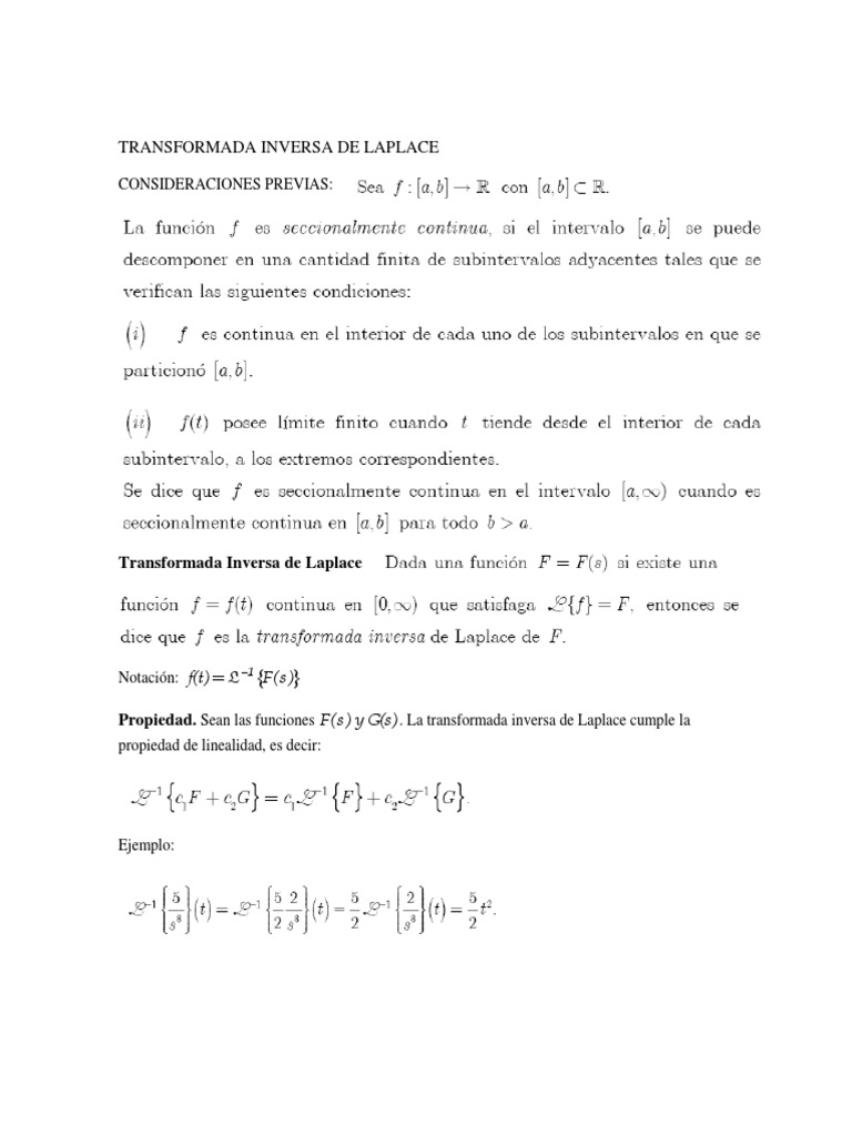 Transformada Inversa de Laplace: Guía Práctica | PDF | Transformada de ...