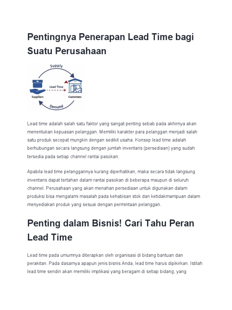 Pentingnya Lead Time dalam Bisnis | PDF | Bisnis