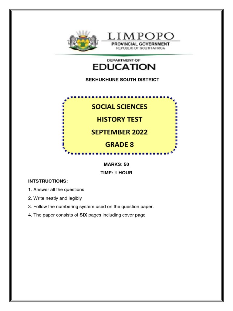 Grade 8 History Term 3 Exam Paper | PDF | British Empire | Africa