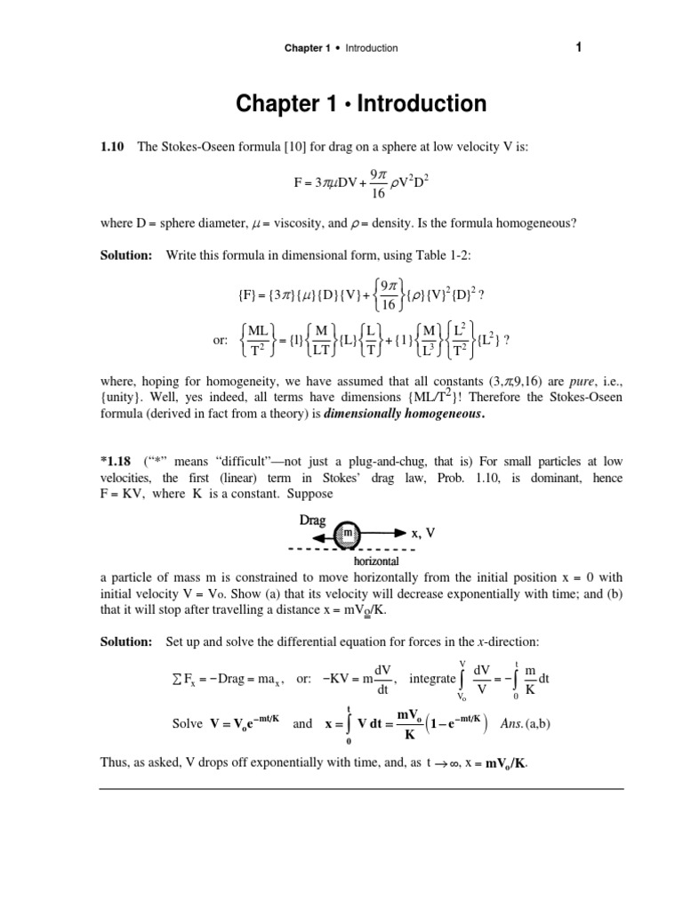 Stokes-Oseen Formula and Fluid Mechanics Solutions | PDF | Pressure ...