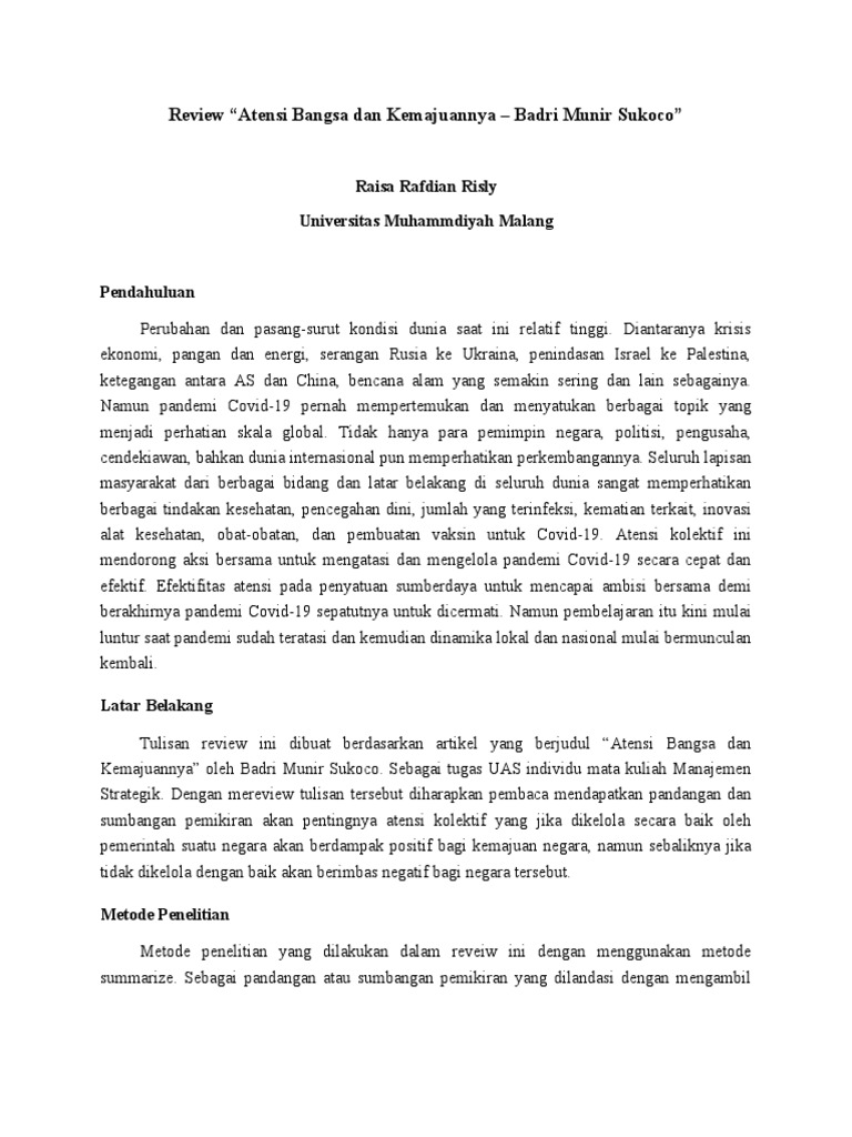 UAS - MANSTREG - Raisa Rafdian Risly - 202120280211053 | PDF | Ilmu Sosial
