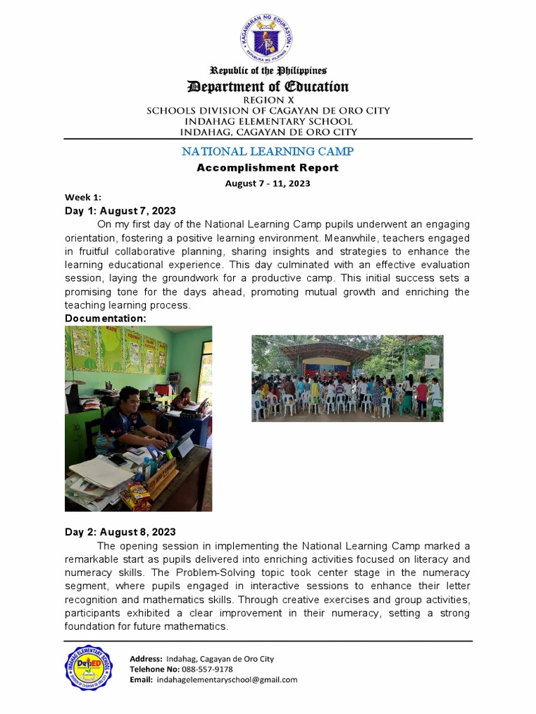 NLC Weekly Accomplihment Report | PDF | Literacy | Teachers