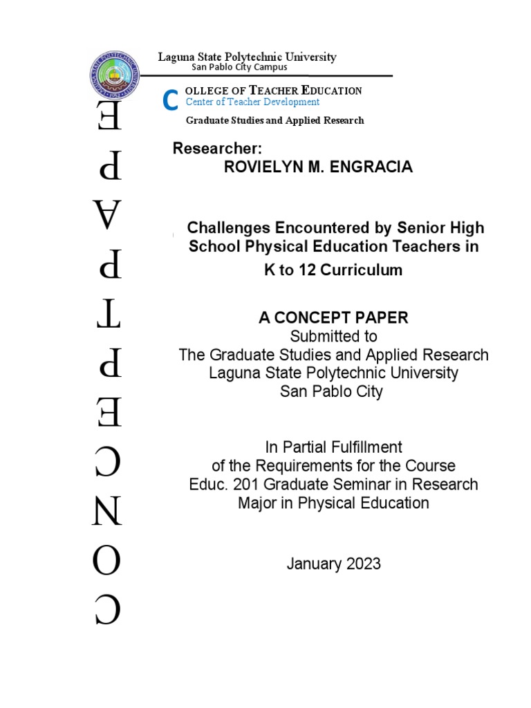 Concept Paper - Engracia, Rovielyn M. | PDF | Teachers | Curriculum