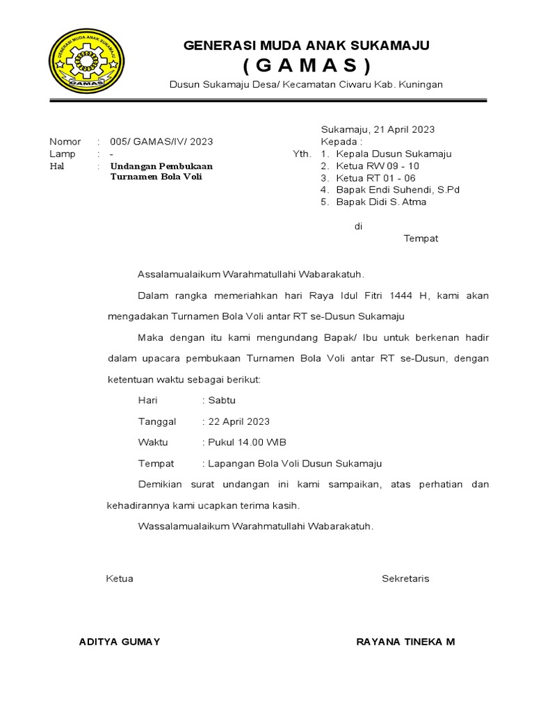 Surat Undangan Pembukaan | PDF Surat Undangan Pembukaan | PDF