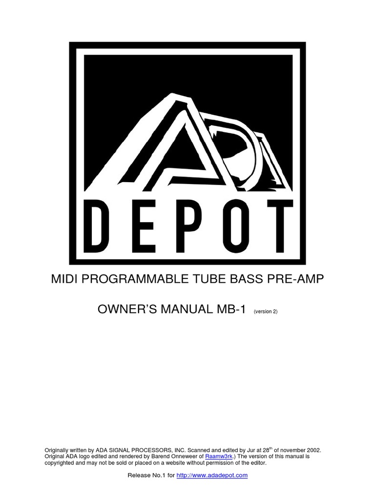 ADA MB1 Manual Version 2 | PDF | Equalization (Audio) | Amplifier