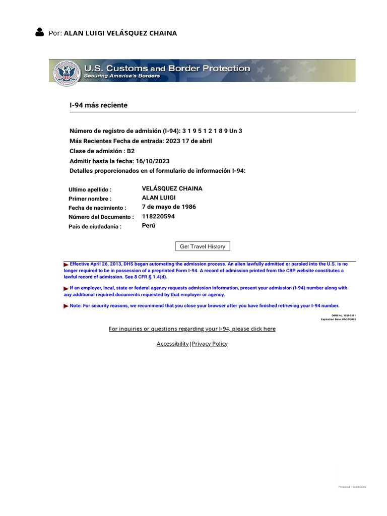 I94 - Sitio Web Oficial | PDF