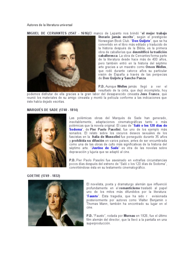 Autores de La Literatura Universal | PDF | James Joyce | Jane Austen