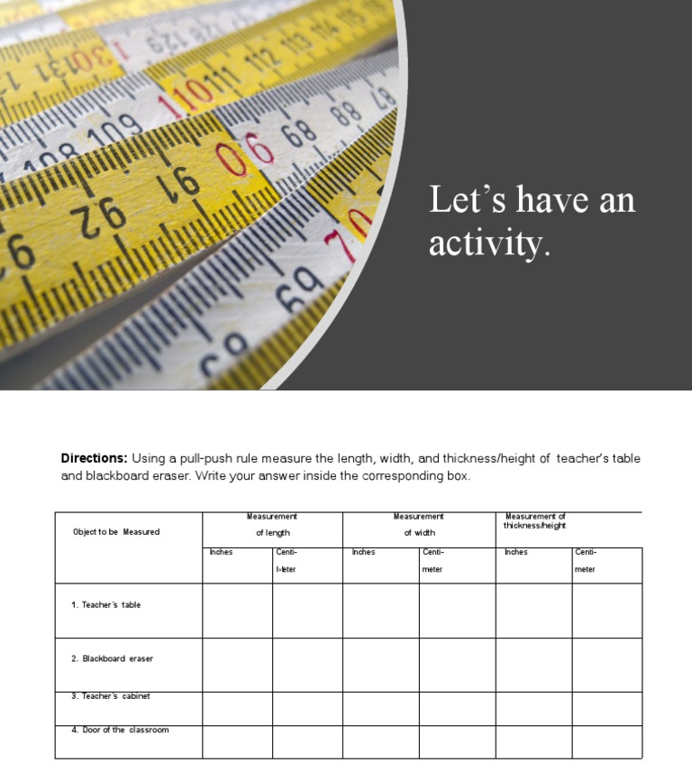 Activity On Measuring (Pull Push Rule) | PDF