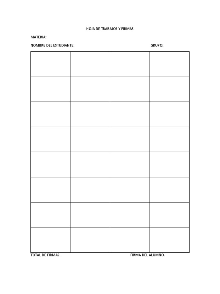 Hoja de Firmas para Estudiantes | PDF | Crecimiento personal y profesional