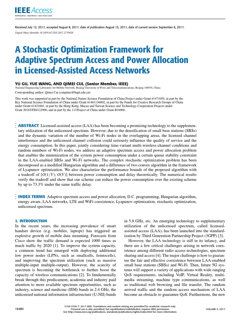 A Stochastic Optimization Framework For Adaptive Spectrum Access And Power Allocation In