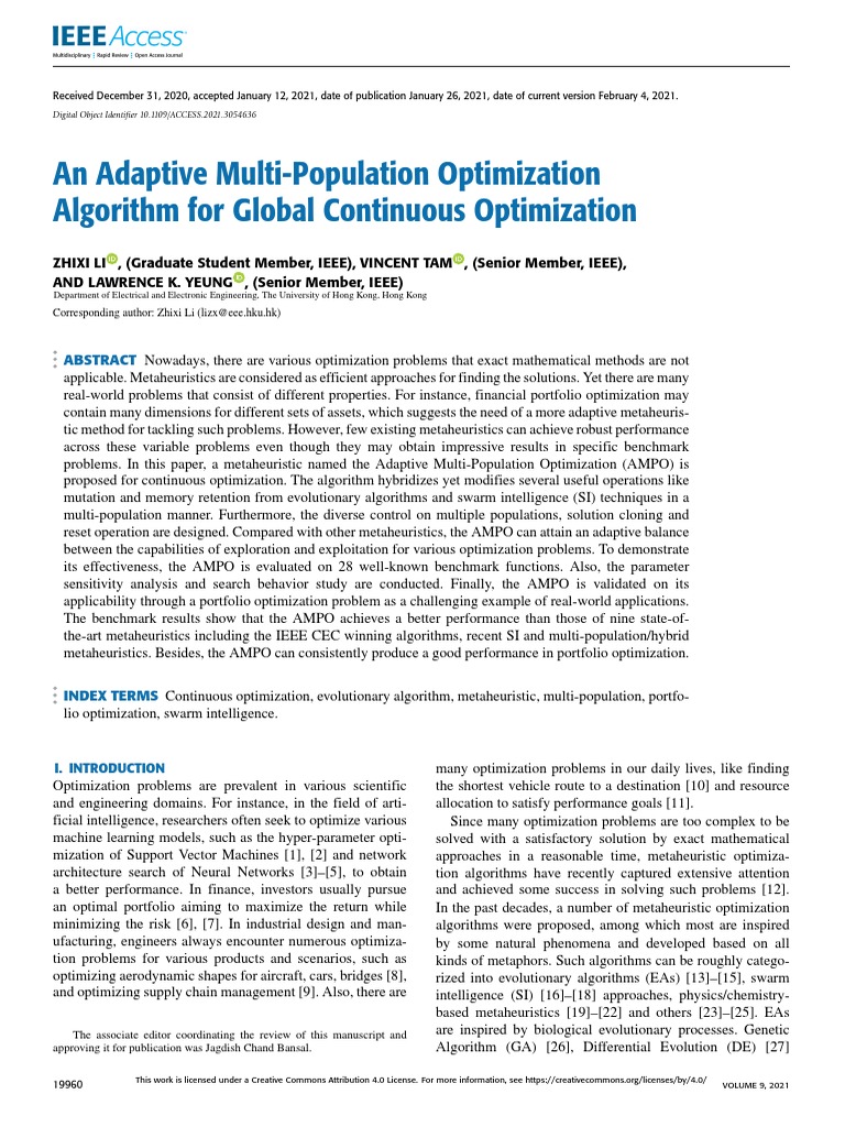 An Adaptive Multi-Population Optimization Algorithm For Global ... An Adaptive Multi-Population Optimization Algorithm For Global ...