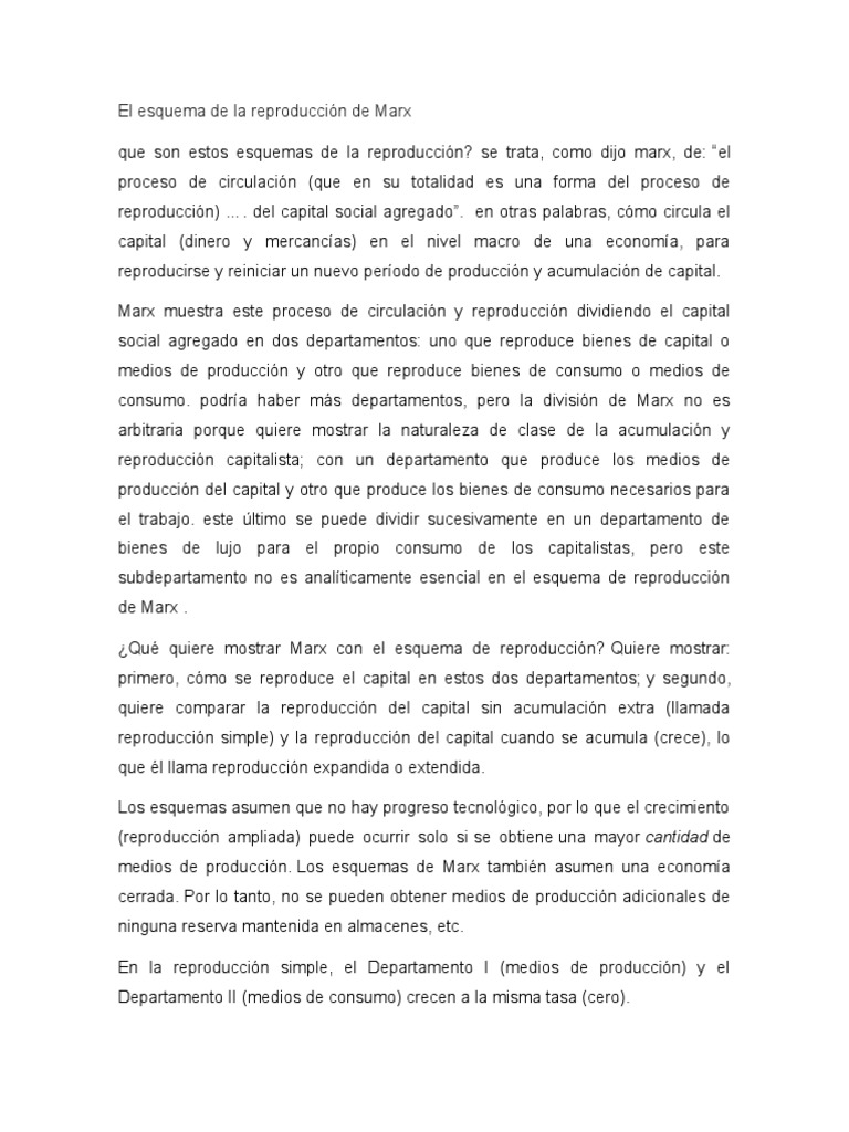 El Esquema de La Reproducción de Marx | PDF | Capital (economía) | Acumulación de capital
