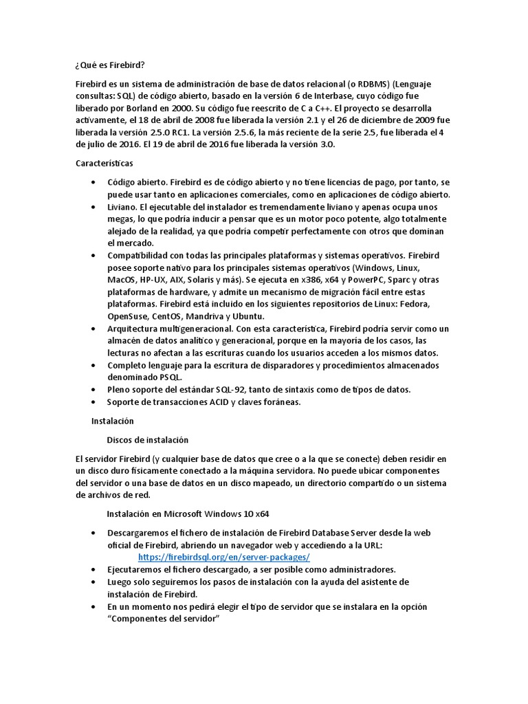 Guía de Firebird para Desarrolladores | PDF | Servidor (Computación) | Archivo de computadora