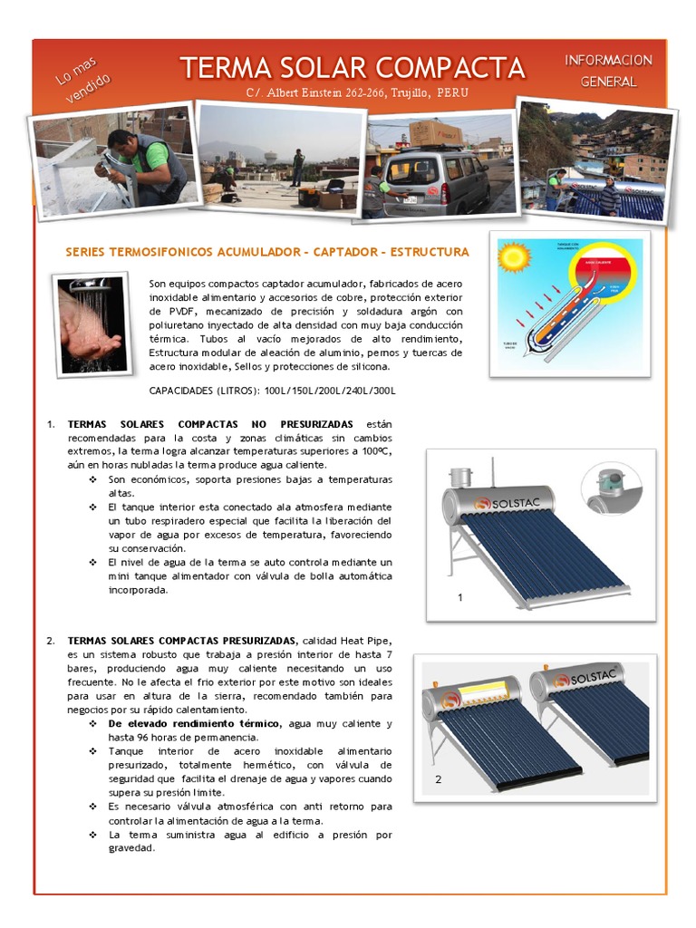 3 - Informacion Terma Solar Compacta | PDF | Agua | Energía solar