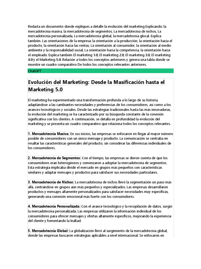 Evolución del marketing hasta el 5.0. Y casos de estudio. | PDF | Marketing | Producto (Negocio)