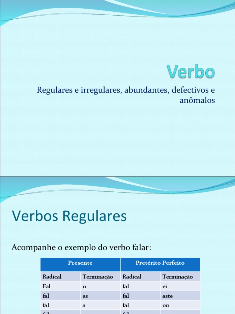 Verbos Regulares E Irregulares Pdf Morfologia Linguística Linguística
