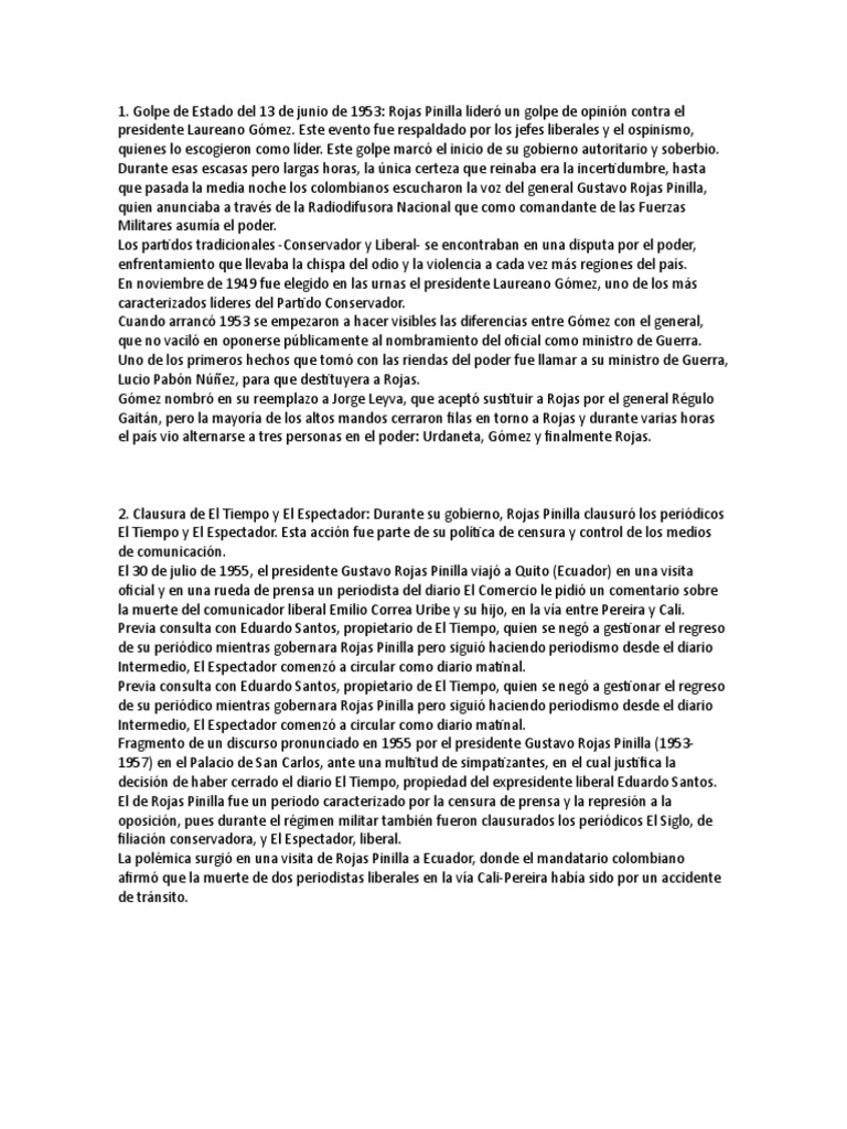 Gustavo Rojas Pinilla | PDF | Gobierno | Política de colombia