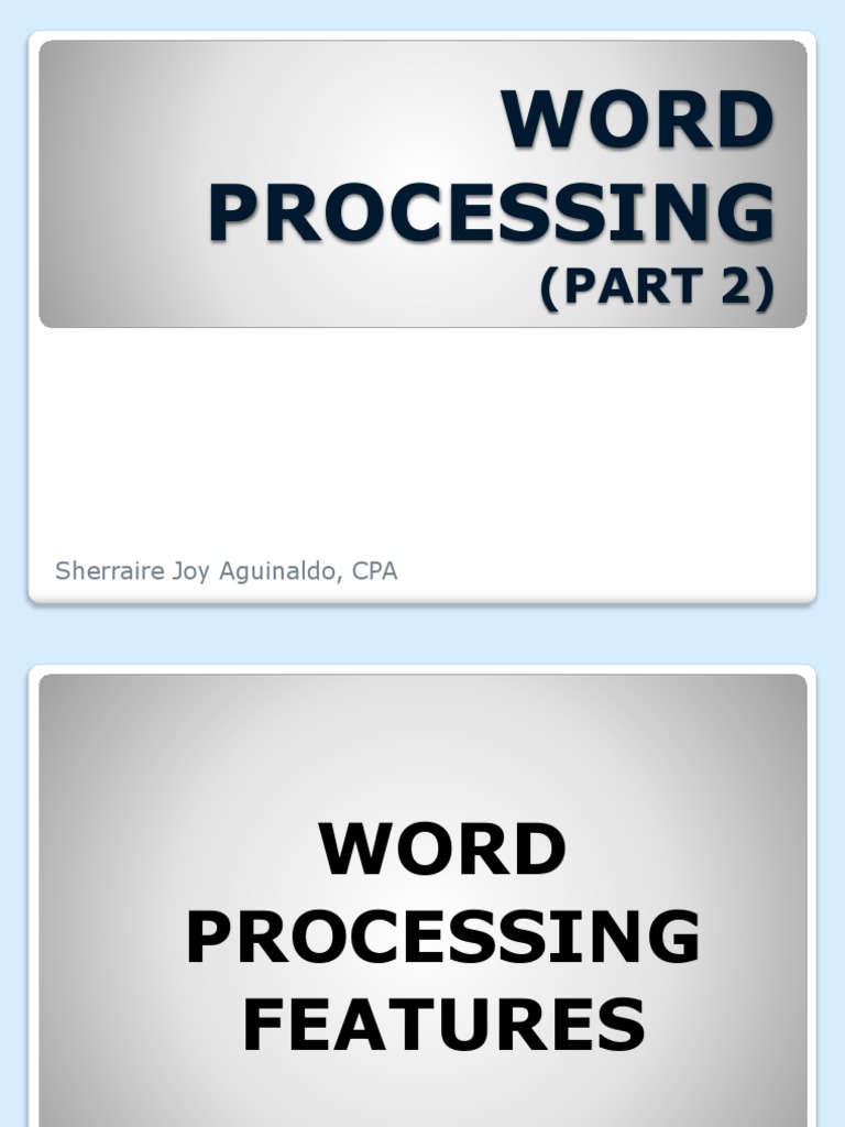 02 Word Processing Part 2 1 Pdf Cursor User Interface Typefaces