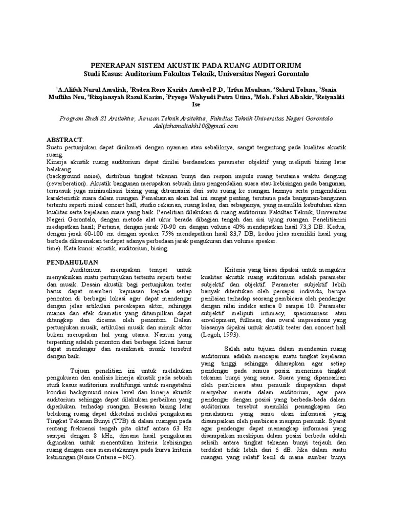 Kelompok 2 - Penerapan Sistem Akustik Pada Ruang Auditorium | PDF