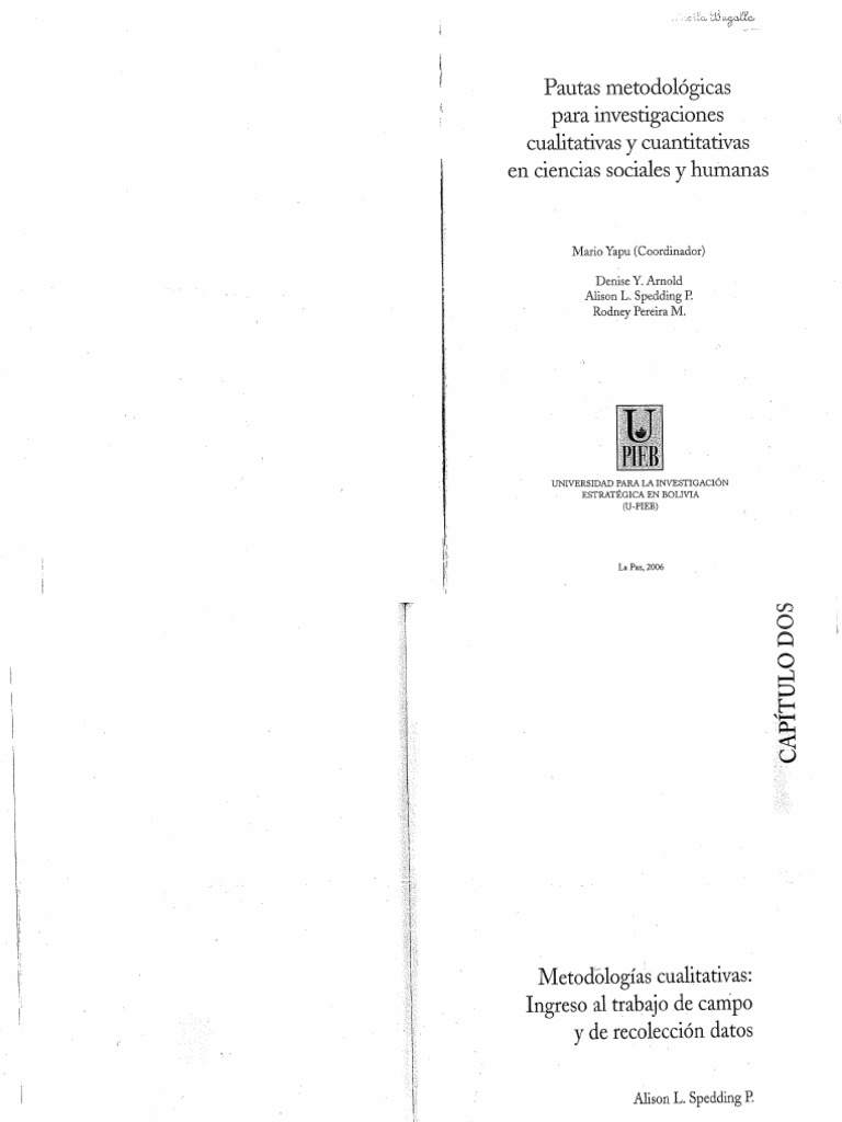 SPEDDING, Alison. 2006. Metodologías Cualitativas Ingreso Al Trabajo de ...
