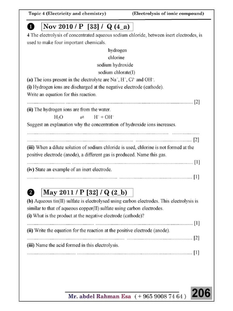 Ap Chemistry Electrochemistry Practice Test