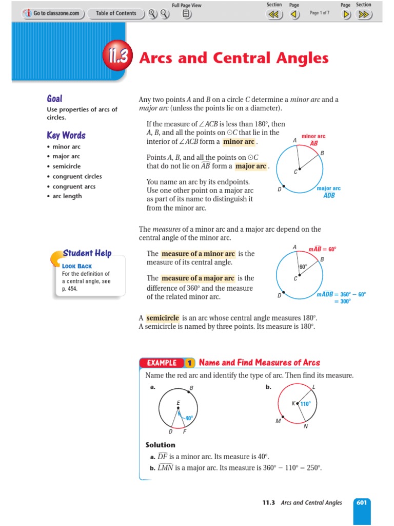 Arcs and Central Angles | PDF | Angle | Circle