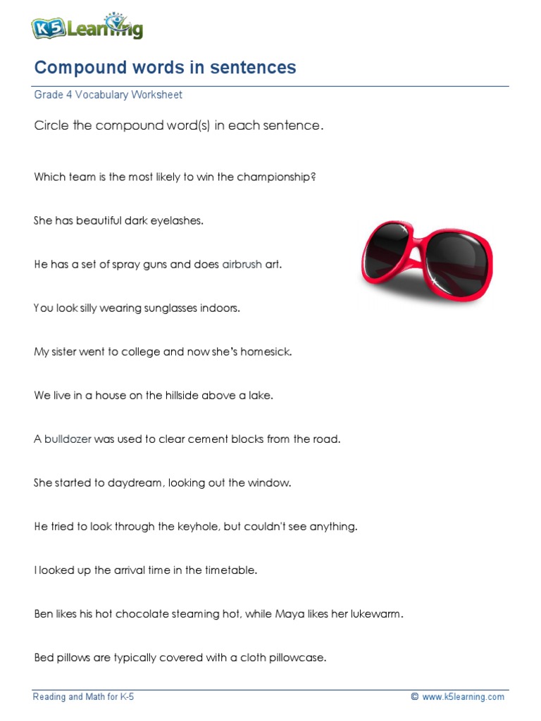 Grade 4 Compound Words Sentences 1 | PDF