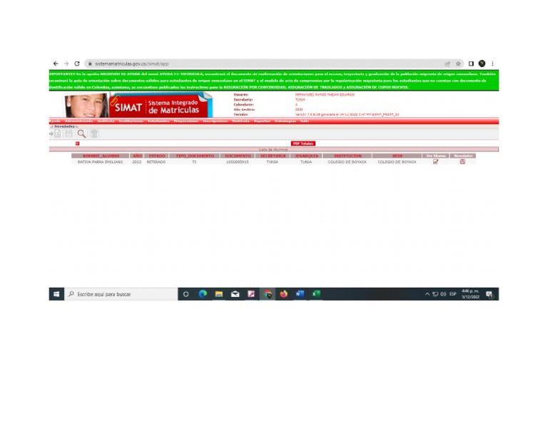 Retiro Simat Rativa Parra Emiliano | PDF