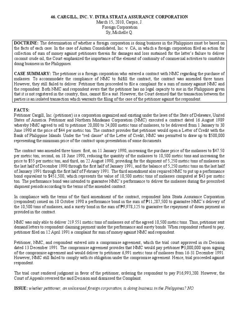 Cargill vs Intra Strata Assurance Case | PDF | Lawsuit | Bonds (Finance)