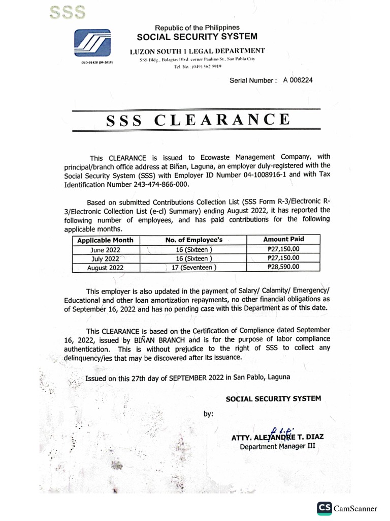 SSS Clearance | PDF
