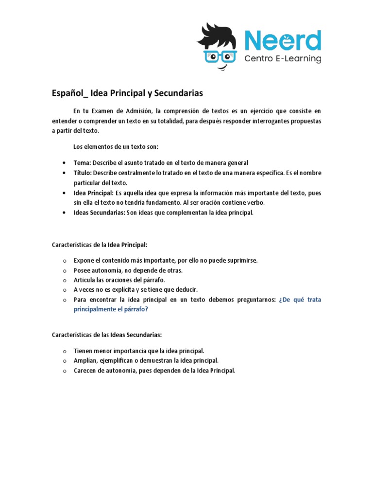 Idea Principal y Secundarias - P | PDF | Prometeo