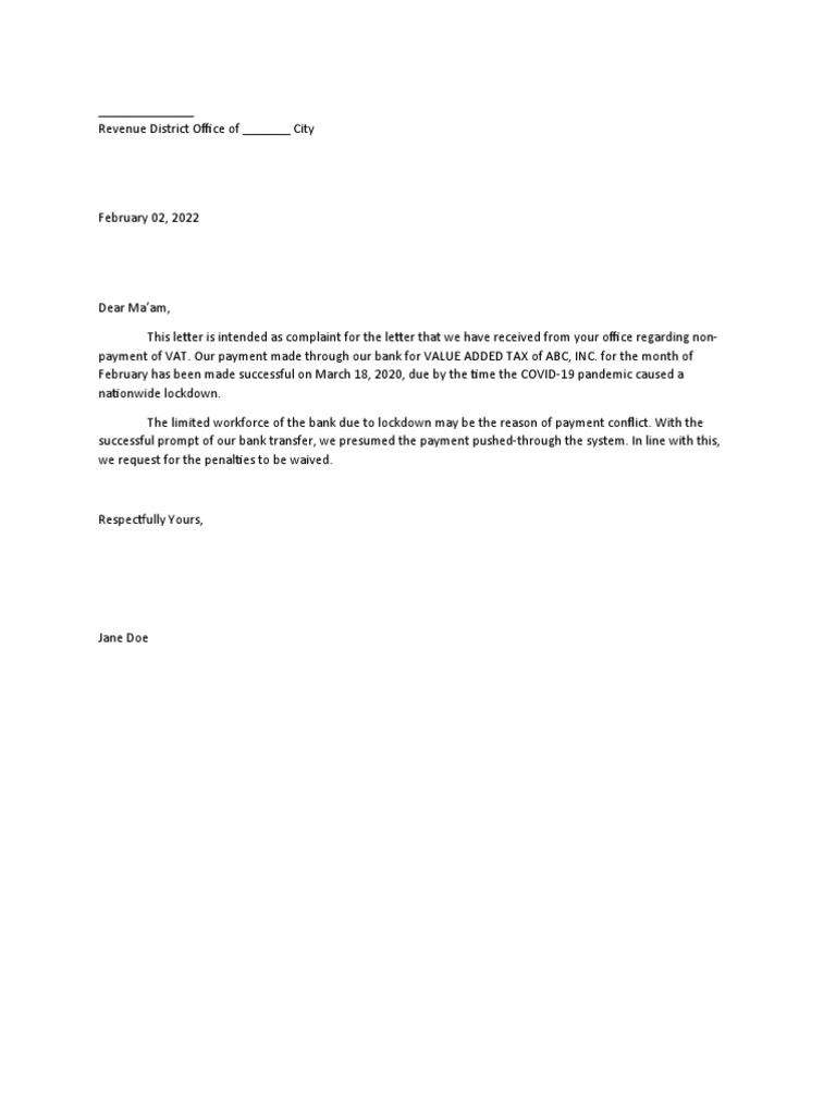 Letter of Waiver of Penalty | PDF