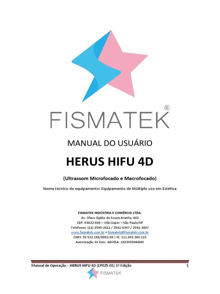Manual de Operação do HERUS HIFU 4D | PDF | Pele | Colágeno