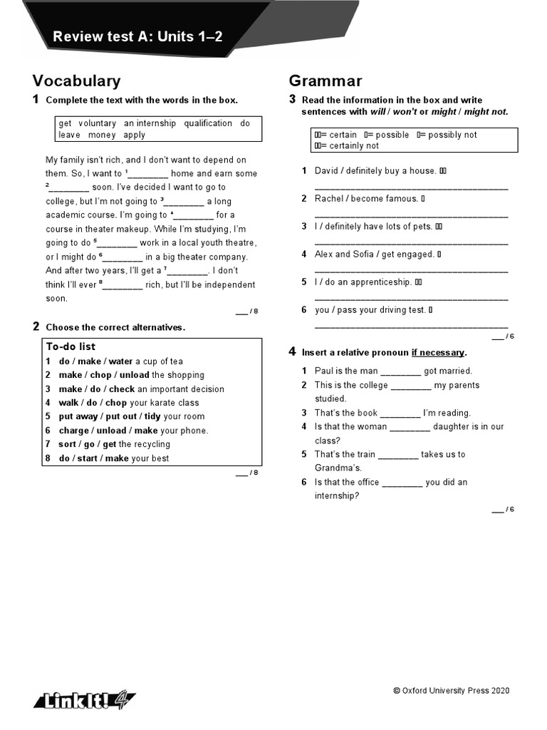 LI L4 Review Test Units 1-2 A | PDF