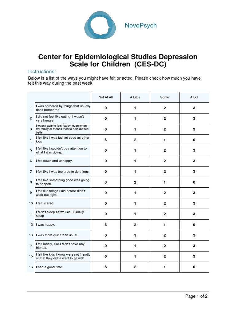 CES-DC Scoring Instructions | PDF | Psychological Concepts | Human ...