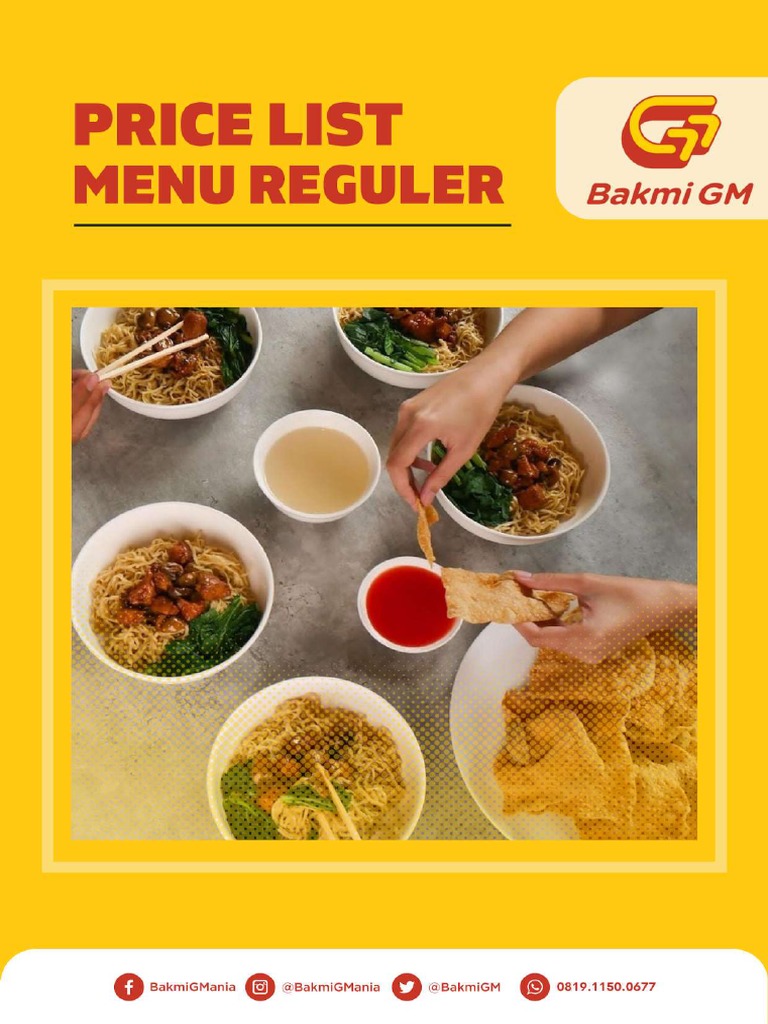 Price List Menu Reguler Bakmi GM 2023 | PDF