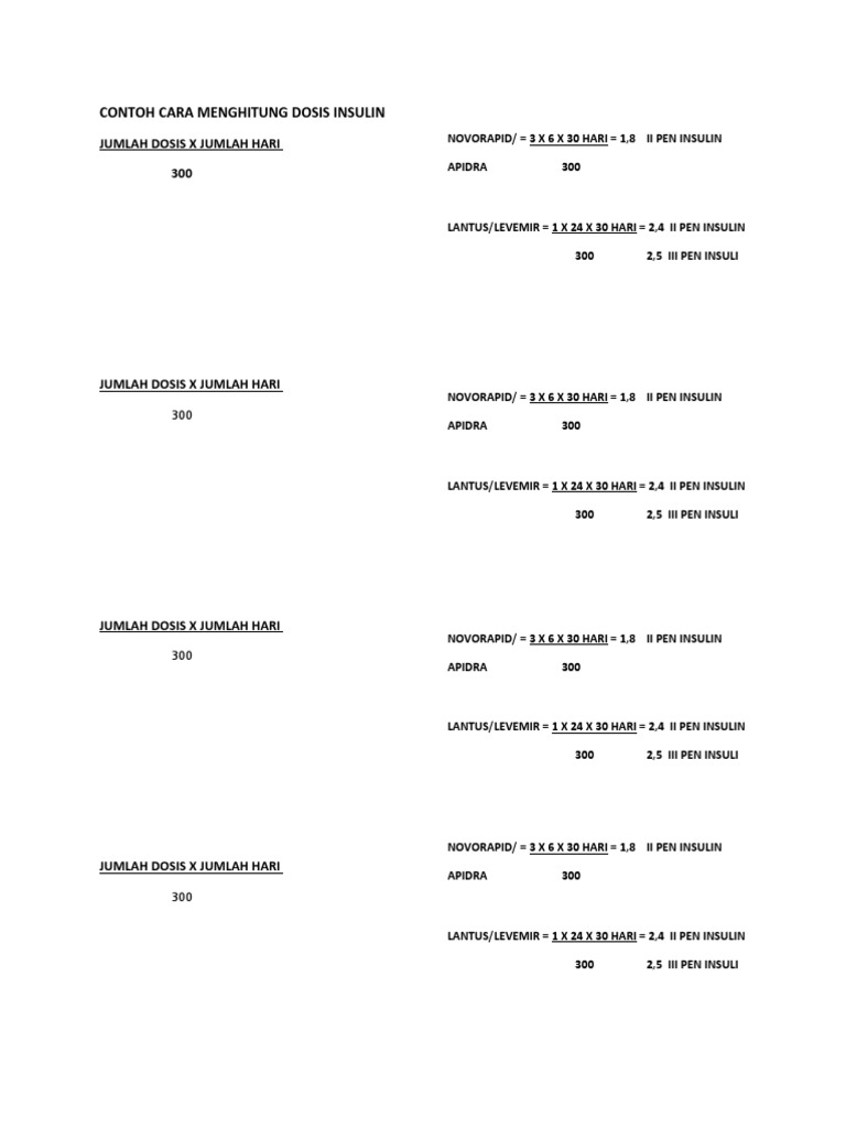 CARA MENGHITUNG DOSIS INSULIN | PDF