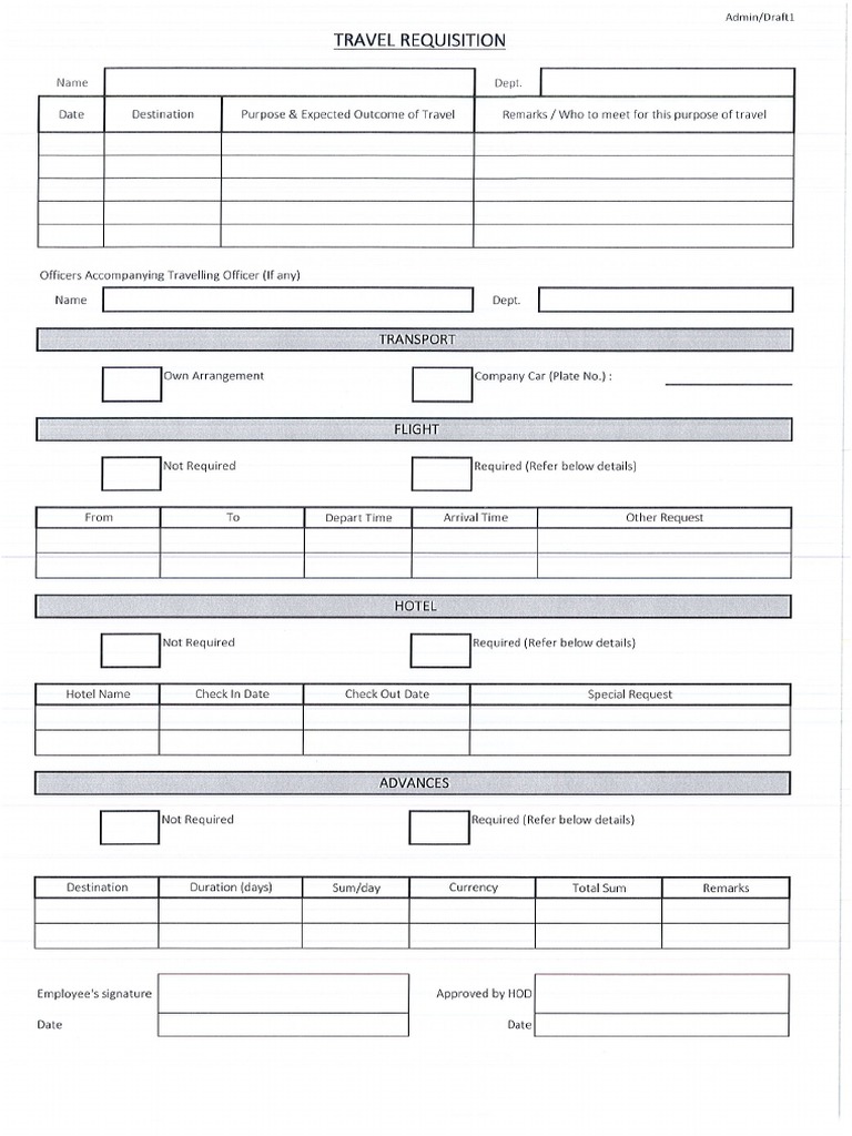 Travel Requisition Form | PDF