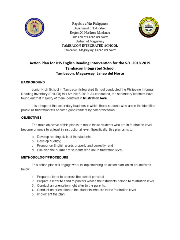 JHS English Reading Intervention Plan | PDF | Human Communication | Learning