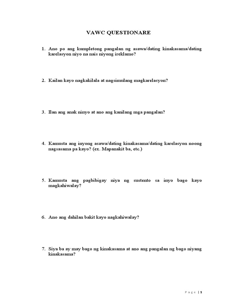 Vawc Questions | PDF