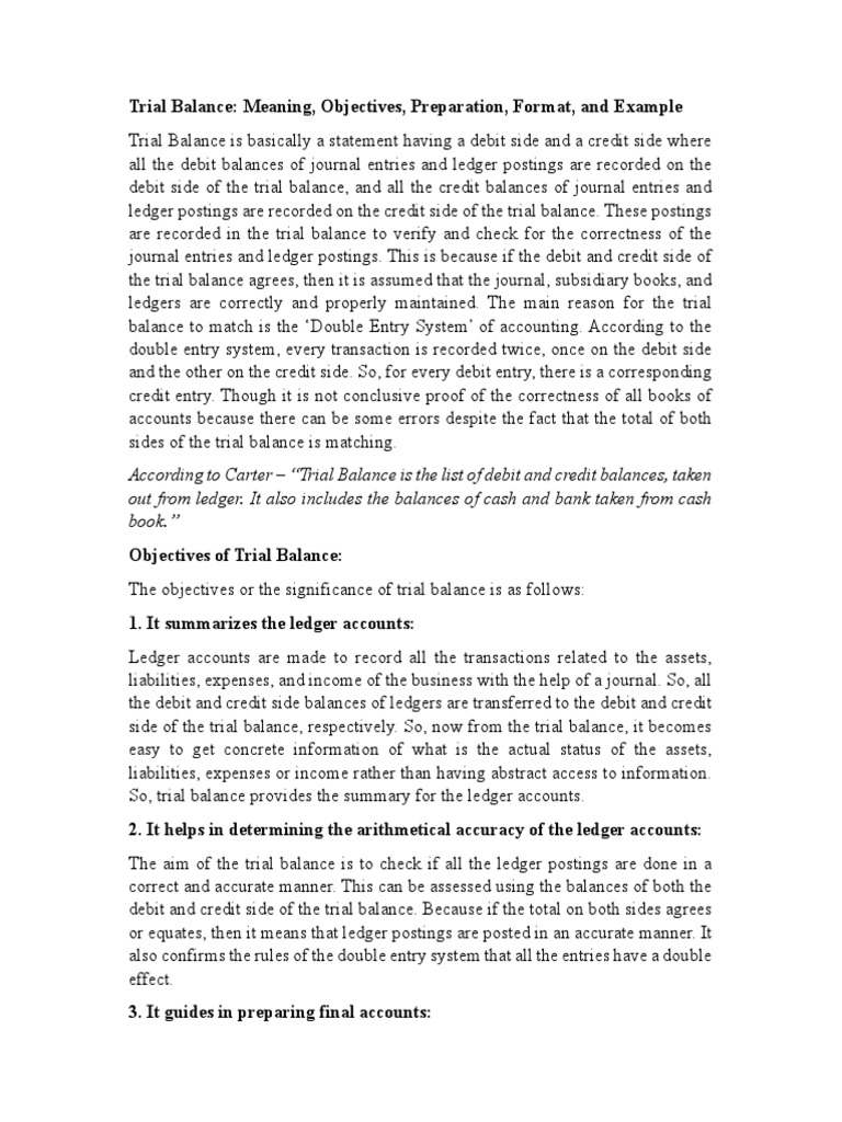 Understanding Trial Balance Basics | PDF | Debits And Credits ...