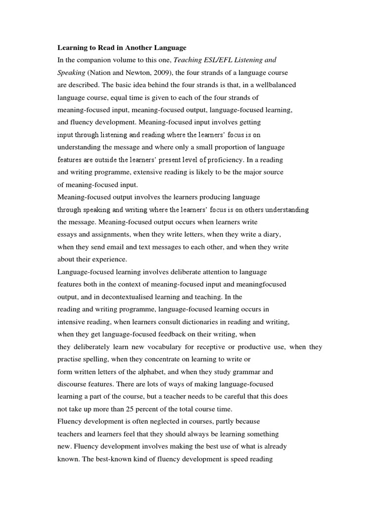 Learning To Read in Another Language | PDF