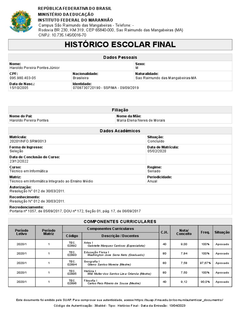 Historico Escolar | PDF | Brasil Historico Escolar | PDF | Brasil