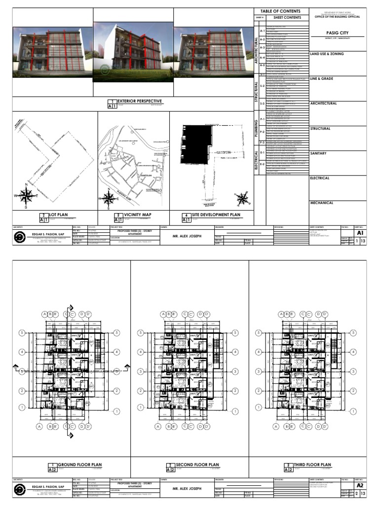 Combined Plans 3 Storey Apartment | PDF | Environmental Design | Civil ...