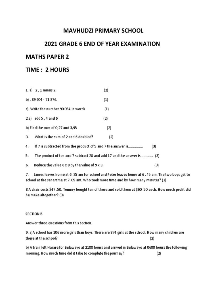 Grade 6 Maths Paper 2-1 | PDF | Multiplication | Encodings